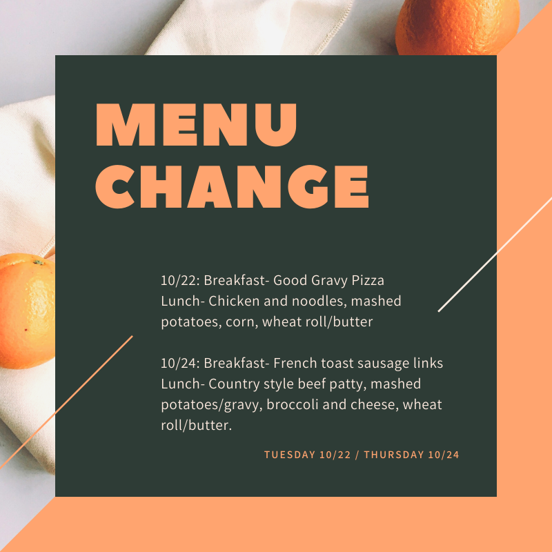 Menu Change | Riverton Parke Jr./Sr. High School