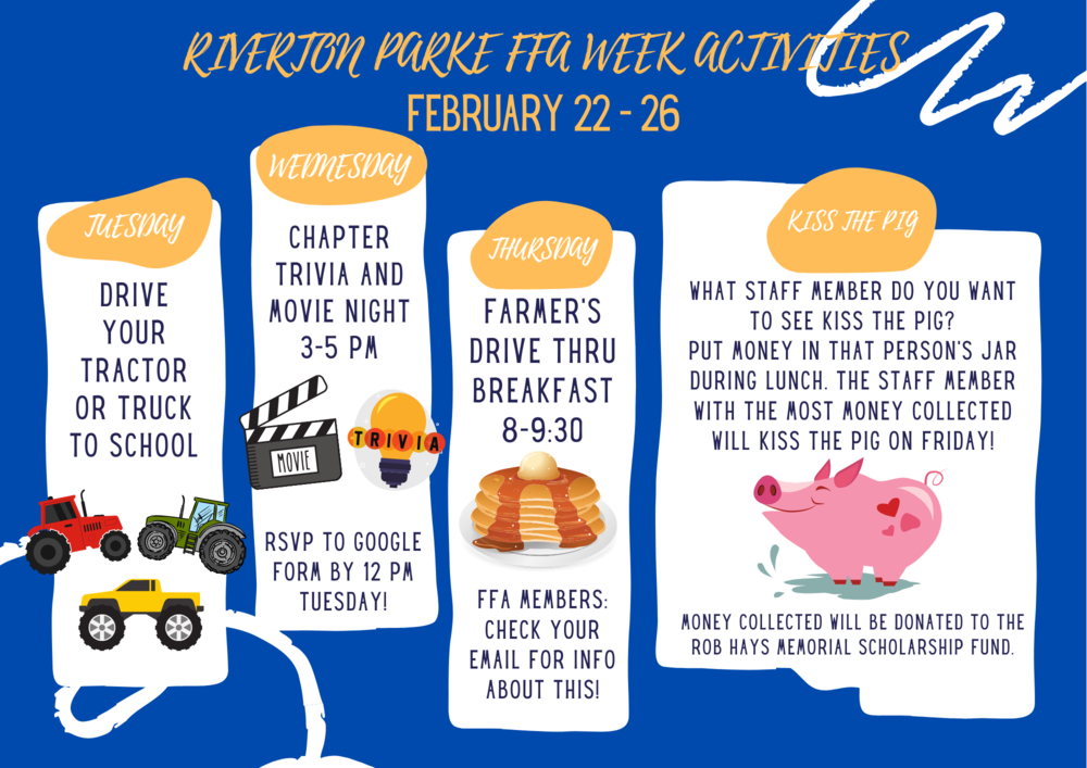Plan on participating in all the fun activities planned for FFA week ...